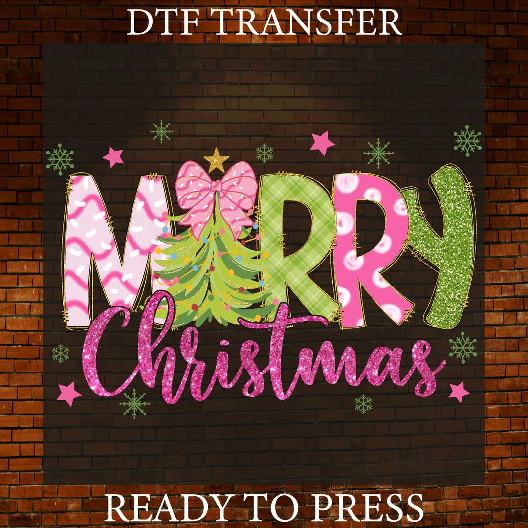 Merry Christmas Tree DTF Transfer: Ready to Press - Etsy