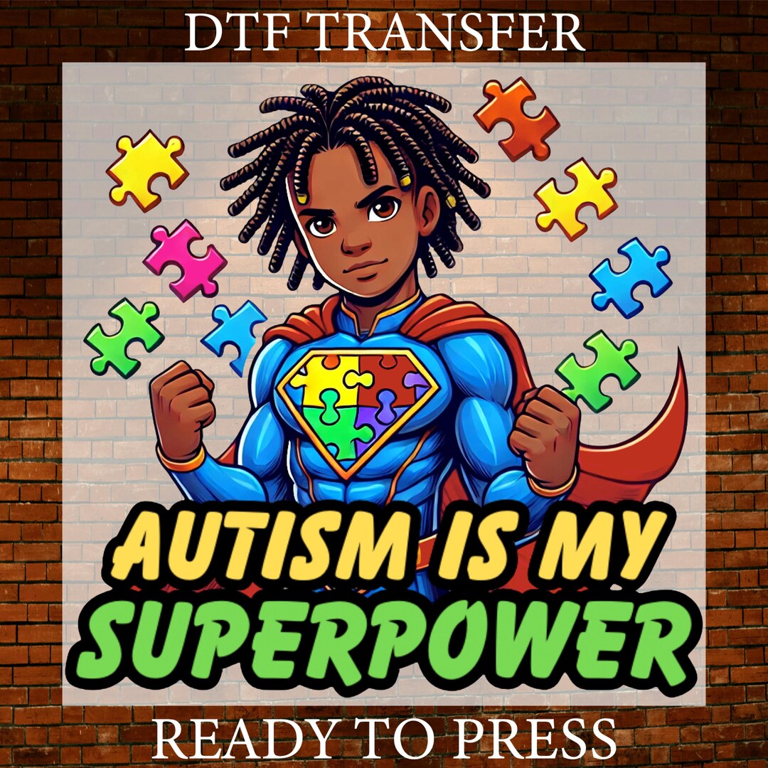 Autism Superhero DTF Transfer: Autism Awareness, Ready to Press - Etsy
