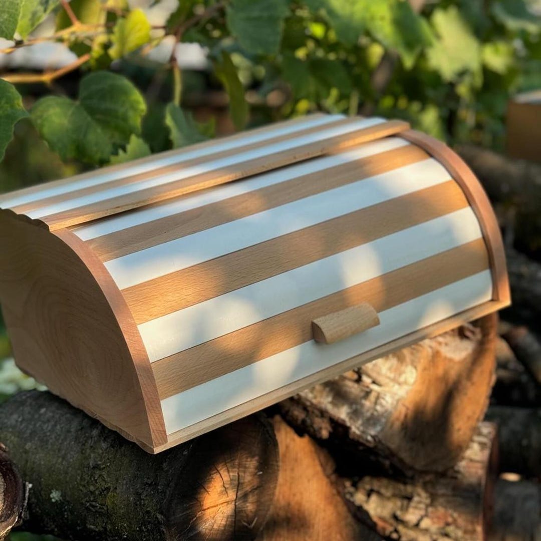 Wooden Bread Box, Fine Beech Wood, Kitchen Storage, Handcrafted Keeper ...