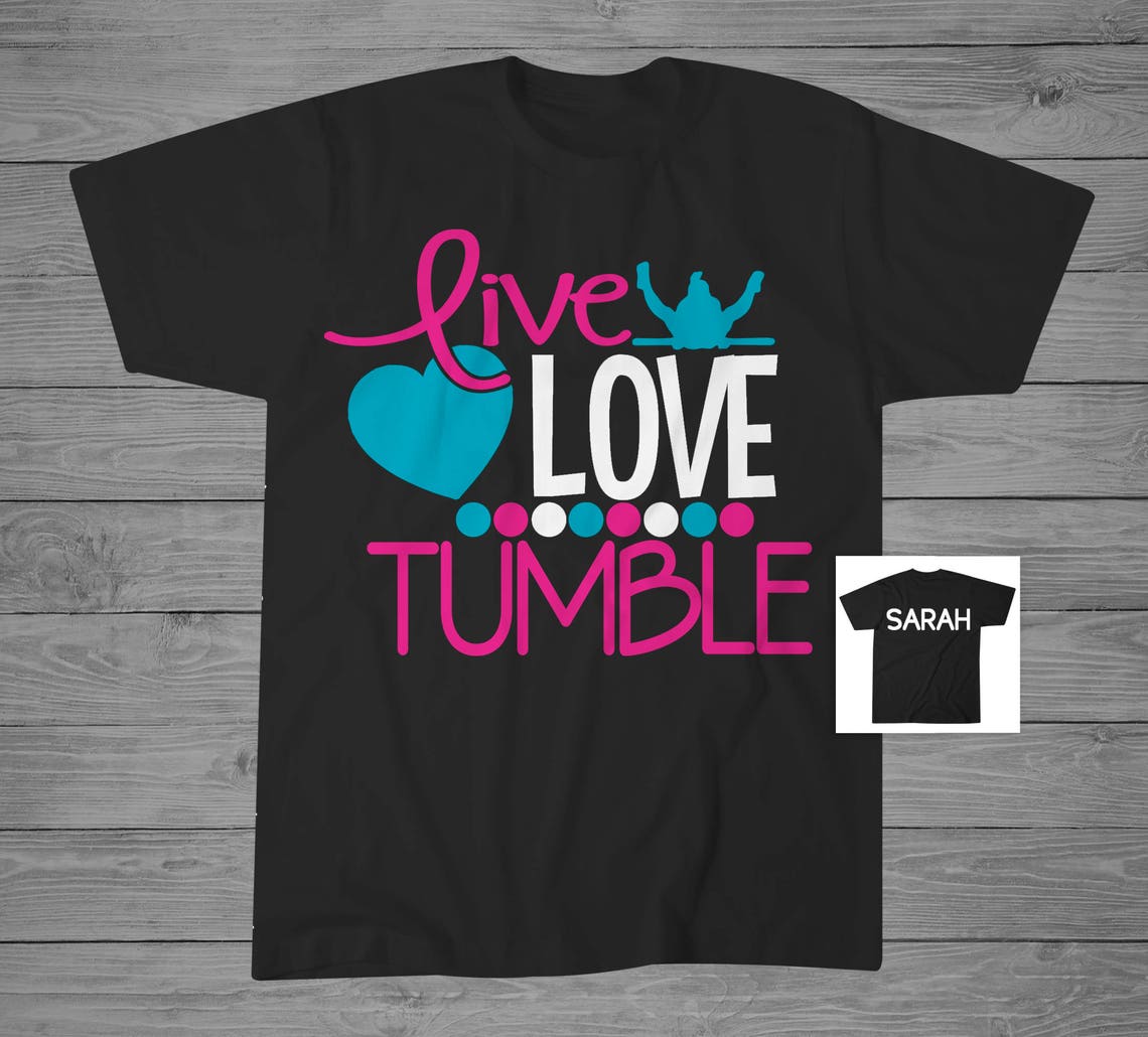 Live Love Tumble Gymnastics T-shirt | Glitter Gymnastics Shirt ...