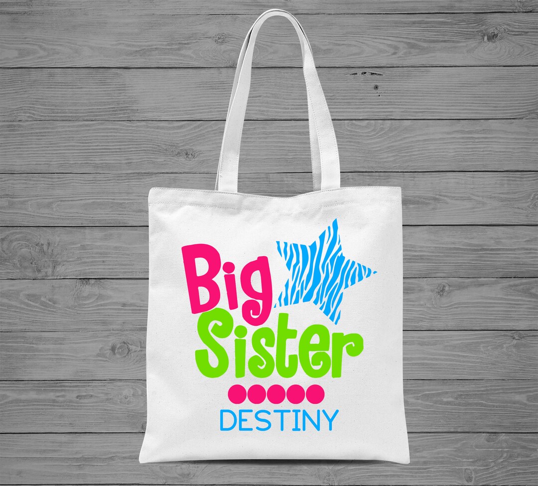 Big Sister Personalized Tote Bag | Big Sister Gift | Sibling Gift ...