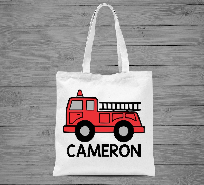 Firetruck Tote Bag | Fire Engine Tote Bag | Personalized Boy Bag ...