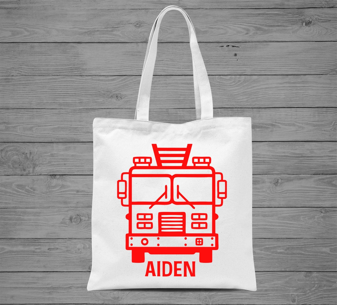 Fire Truck Tote Bag | Personalized Fire Truck Bag | Fireman Tote Bag ...