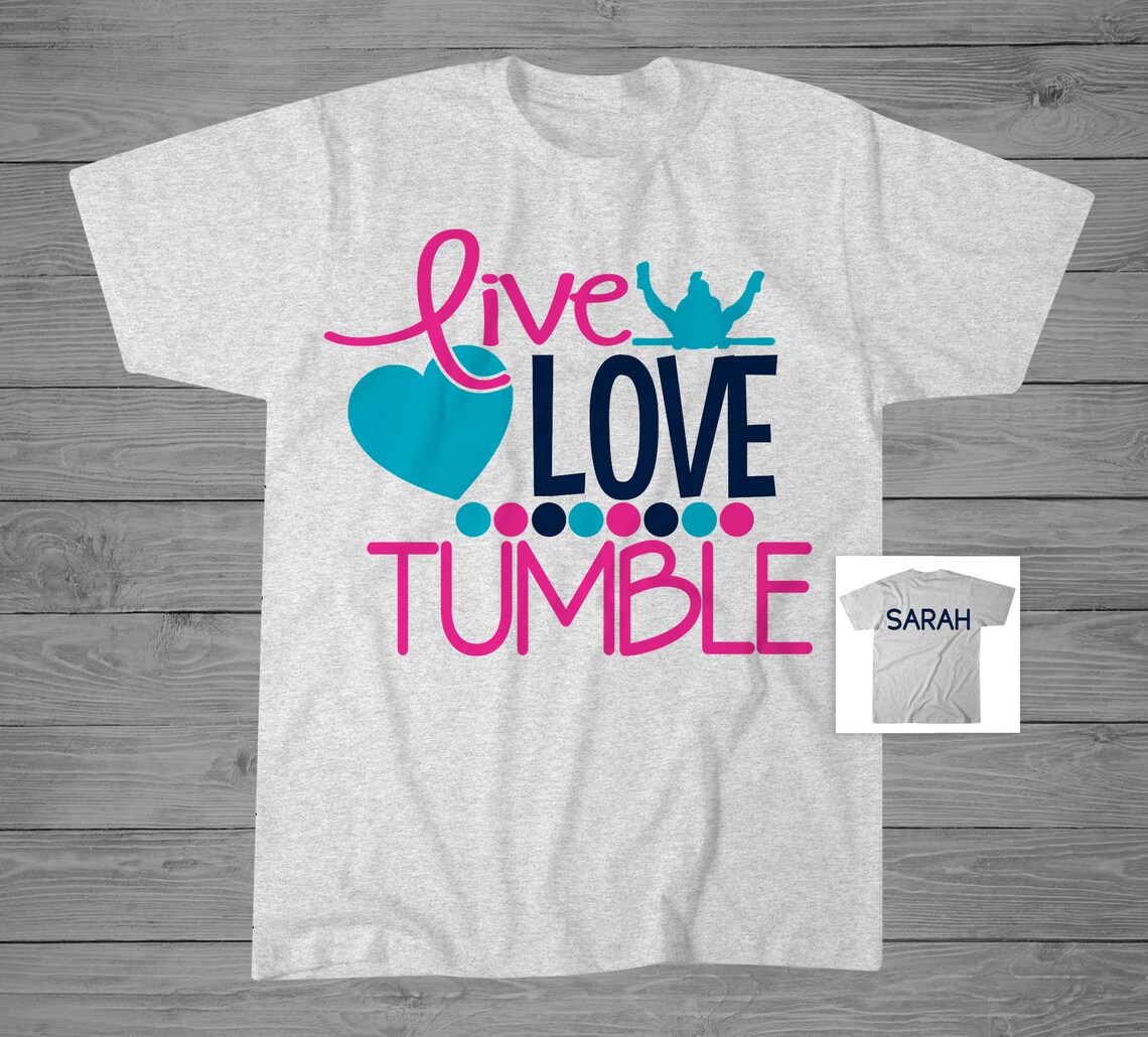 Live Love Tumble Gymnastics T-shirt | Glitter Gymnastics Shirt ...