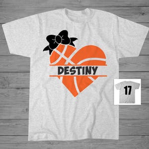 Basketball Heart Girls Personalized T-shirt | Glitter Basketball Shirt ...