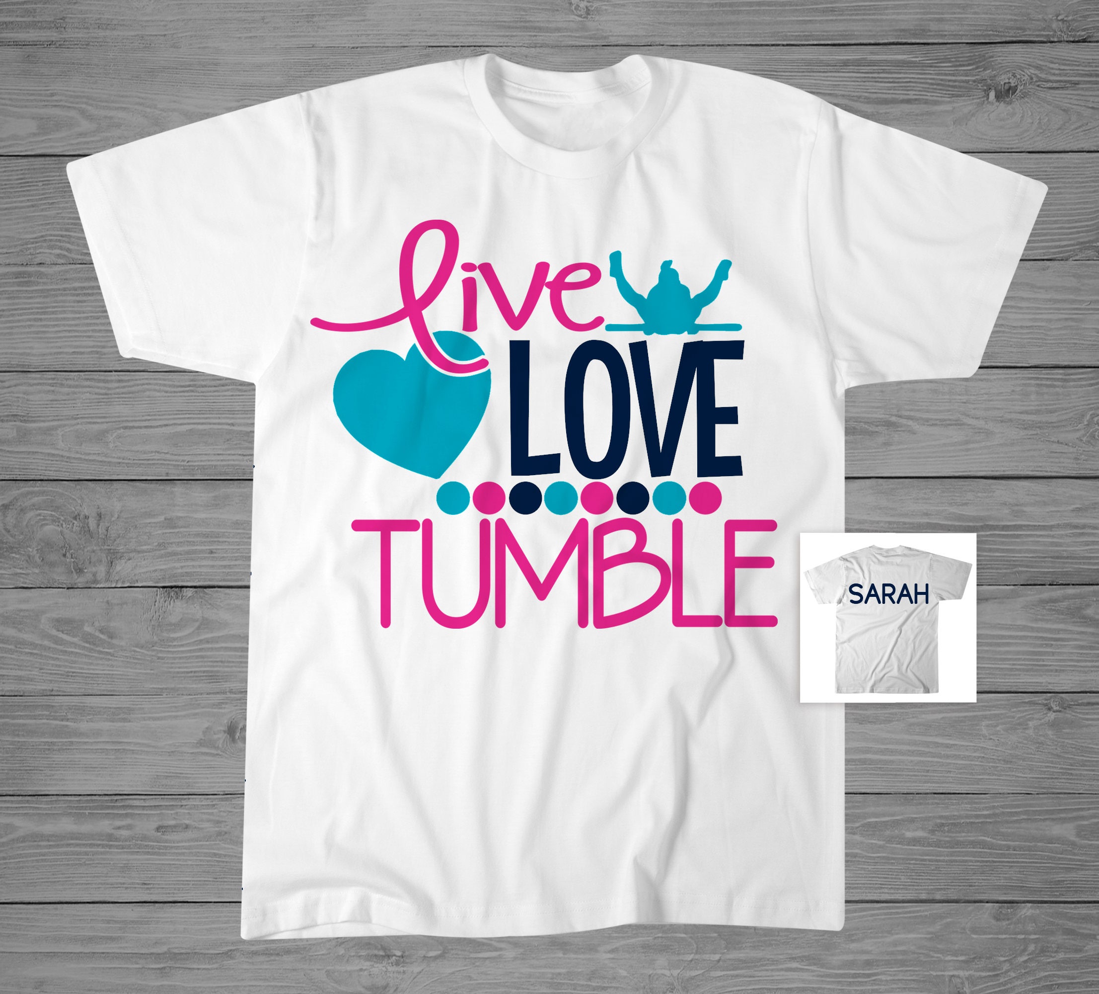 Live Love Tumble Gymnastics T-shirt | Glitter Gymnastics Shirt ...