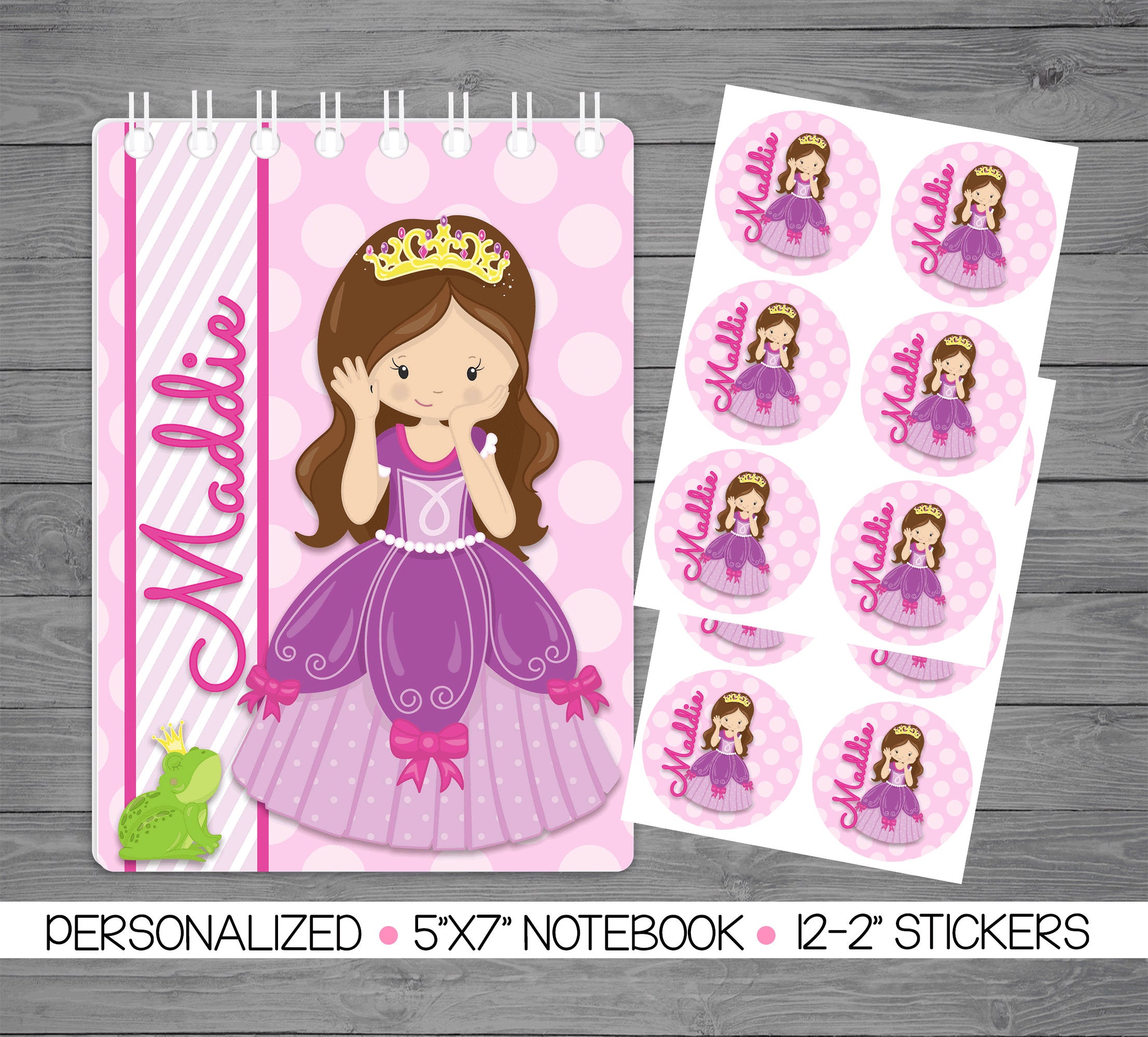 Personalized Princess Notebook and Stickers Girls Stationery | Etsy