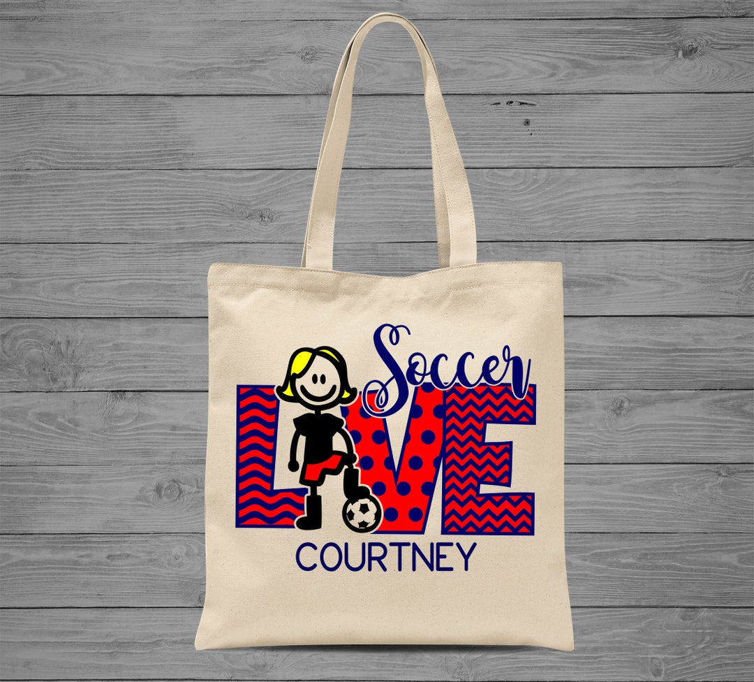 Love Soccer Tote Bag | Girls Soccer Tote Bag | Soccer Player Gift ...