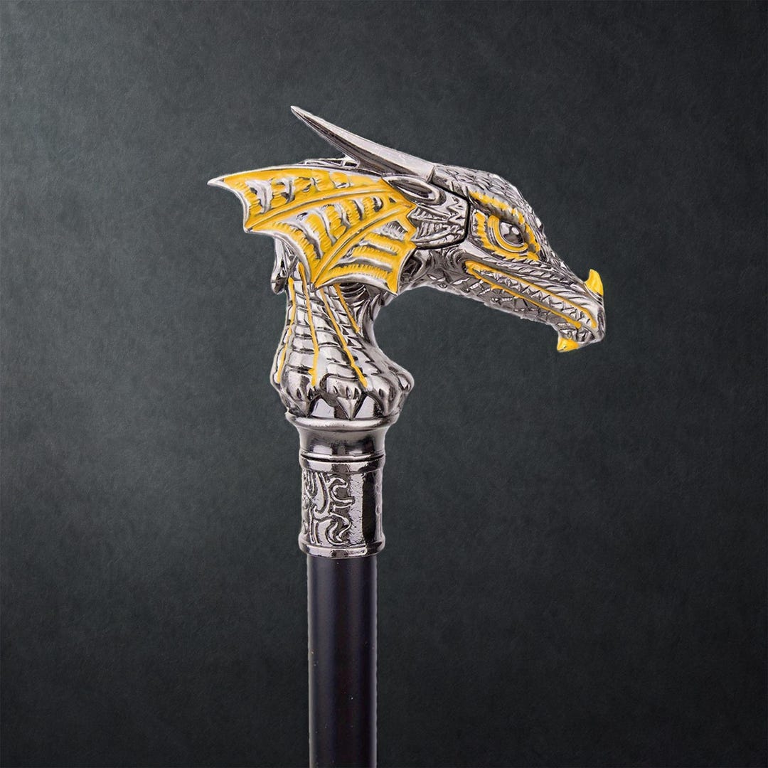 Golden Black Luxury Dragon Head Cane,decorative Stick,elegant Cosplay ...