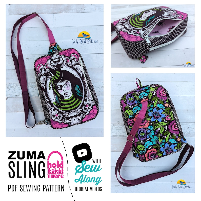 Zuma Sling Bag Sewing Pattern – With Tutorial Video, SVG Files (PDF ...