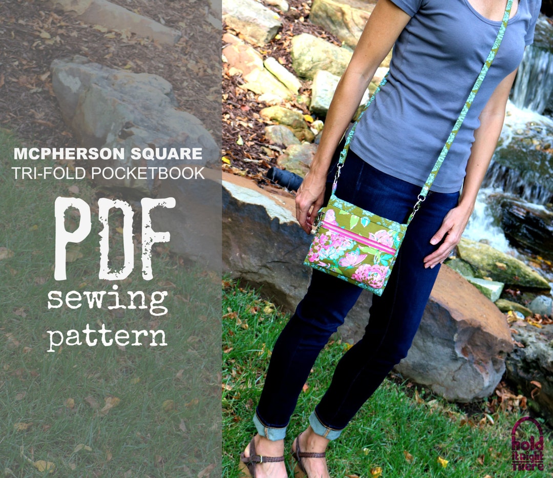Tri-fold Pocketbook Sewing Pattern: Mcpherson Square Crossbody Bag (PDF ...