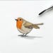 Robin Bird Tiny Drawing - Original 2x2 Cm Tiny Bird Art Drawing ...