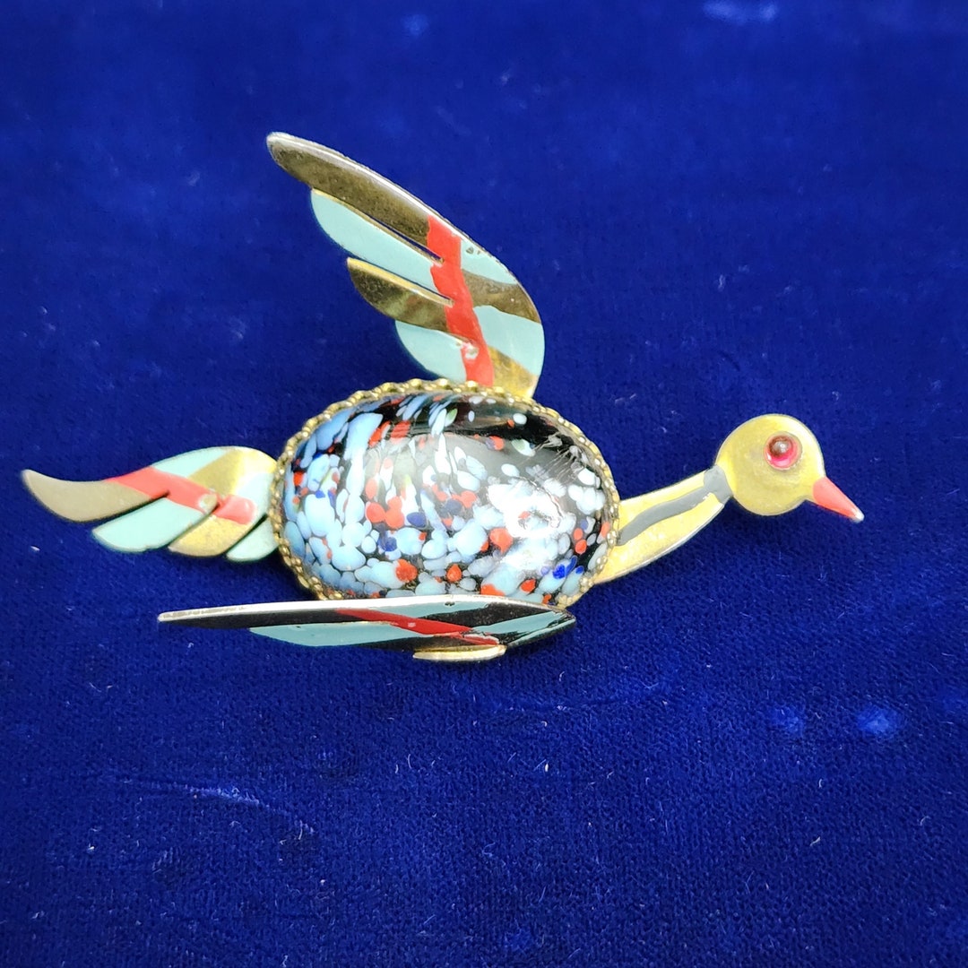 Vintage Unsigned Flying Goose Brooch Large Dimensional Bird in - Etsy