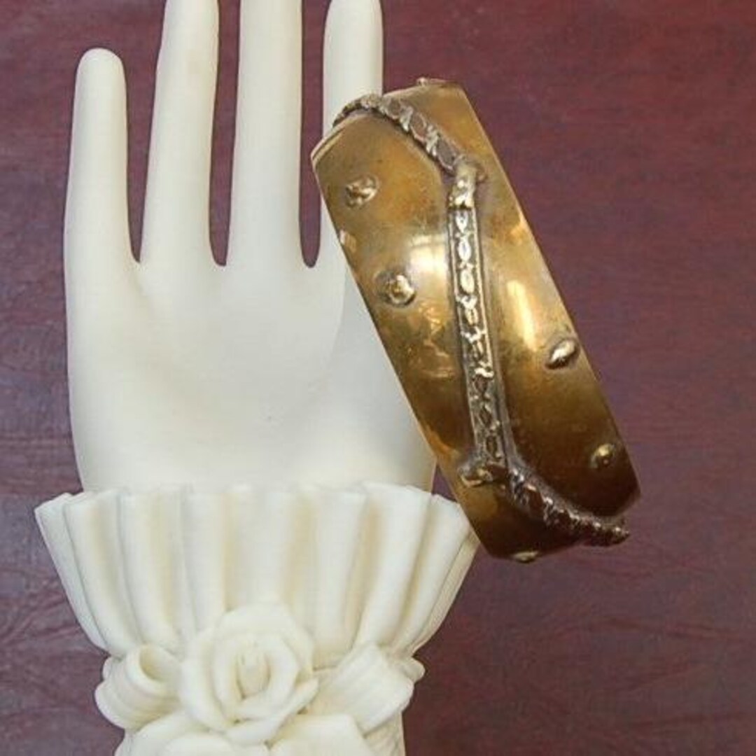 Vintage Brass Bangle Bracelet Tri-colored Braid Weave Design - Etsy