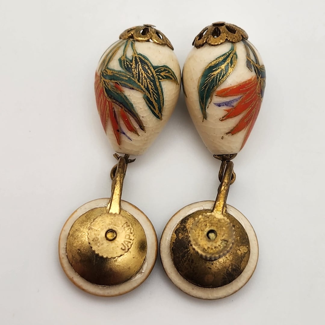 Wonderful Japanese Hand Painted Satsuma Porcelain Floral Drop Screw ...