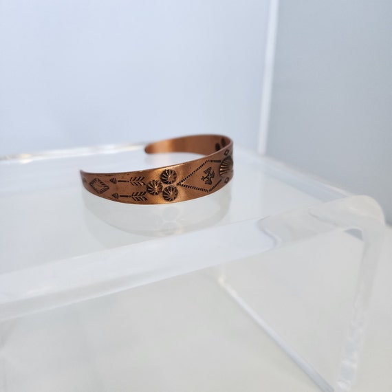 Vintage Stamped Copper Native American Adjustable Cuf… - Gem
