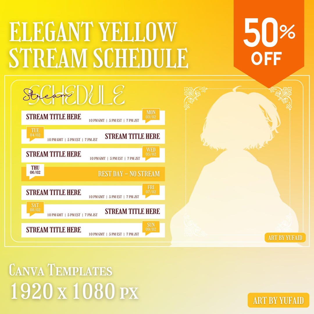 Elegant Yellow | Schedule Stream | Schedule | Schedule Illustration | Schedule Vtuber | Schedule ...