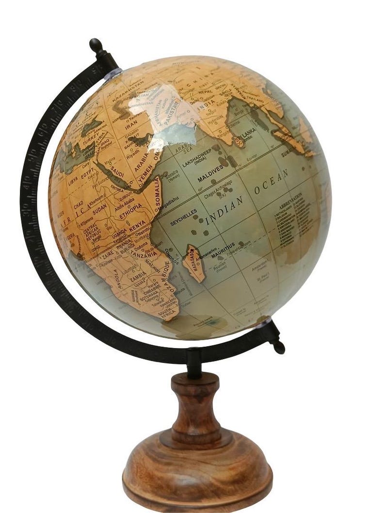 World Globe (wooden Base) Exclusive Vintage Finish Vintage Look Globe ...