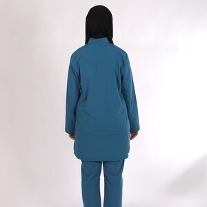 Turquoise Muslim Scrubs Set – 4 Way Stretch Hijab Nurse, Dentist ...