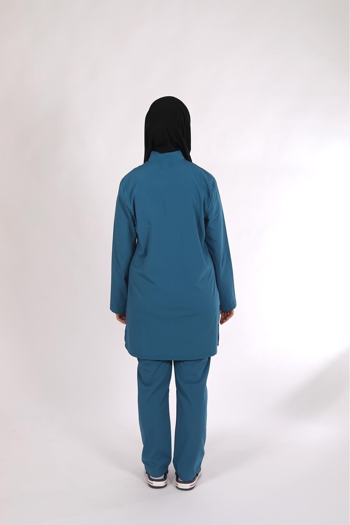 Turquoise Muslim Scrubs Set – 4 Way Stretch Hijab Nurse, Dentist ...