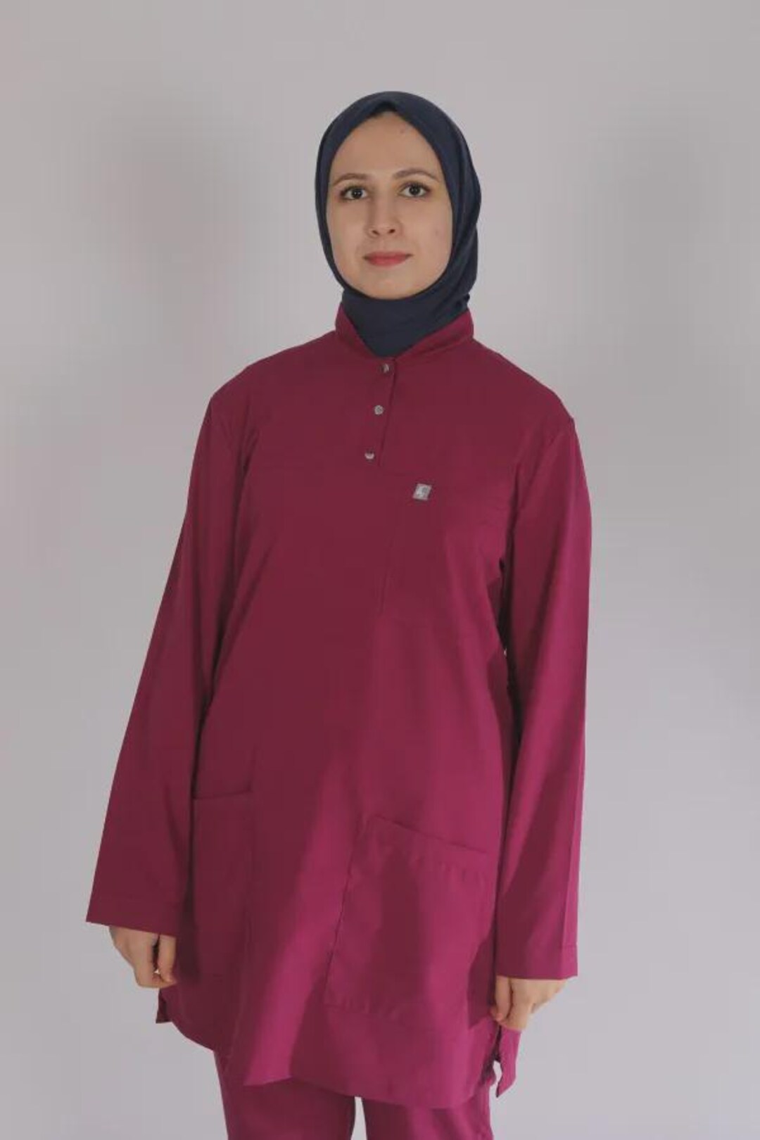 Cherry Red Muslim Scrubs Set – 4 Way Stretch Hijab Nurse, Dentist ...
