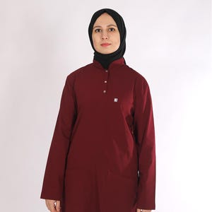 Burgundy Muslim Scrubs Set – 4 Way Stretch Hijab Nurse, Dentist ...