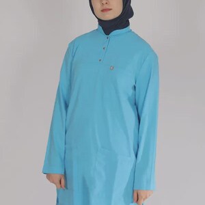 Baby Blue Muslim Scrubs Set – 4 Way Stretch Hijab Nurse, Dentist ...