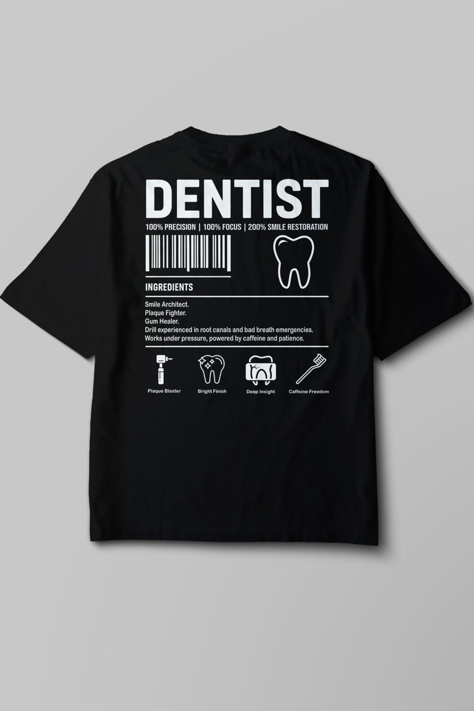 Dentist Oversize T-shirt | Unisex Black Daily Tee | Minimal Dental Gift ...