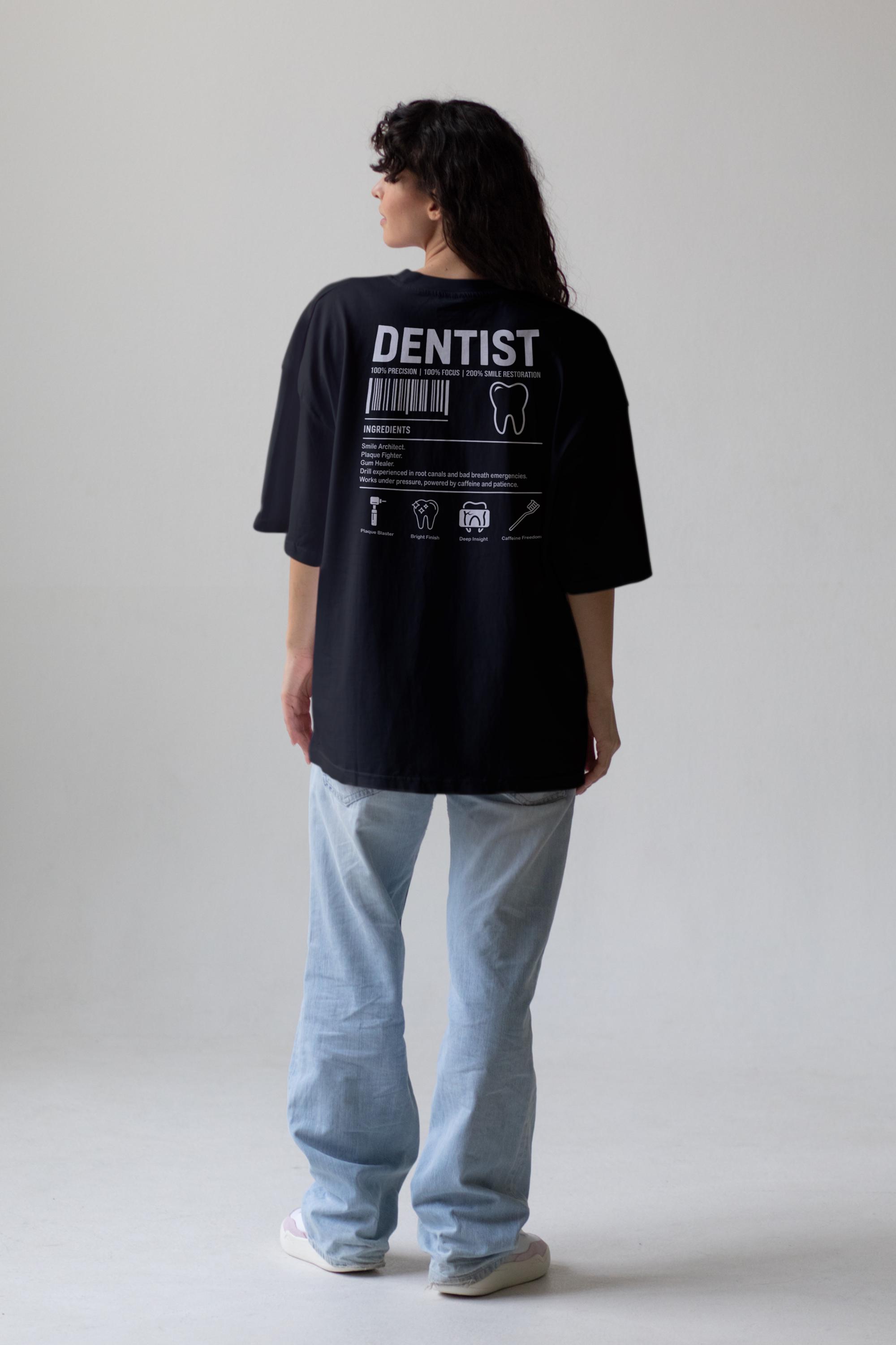 Dentist Oversize T-shirt | Unisex Black Daily Tee | Minimal Dental Gift ...
