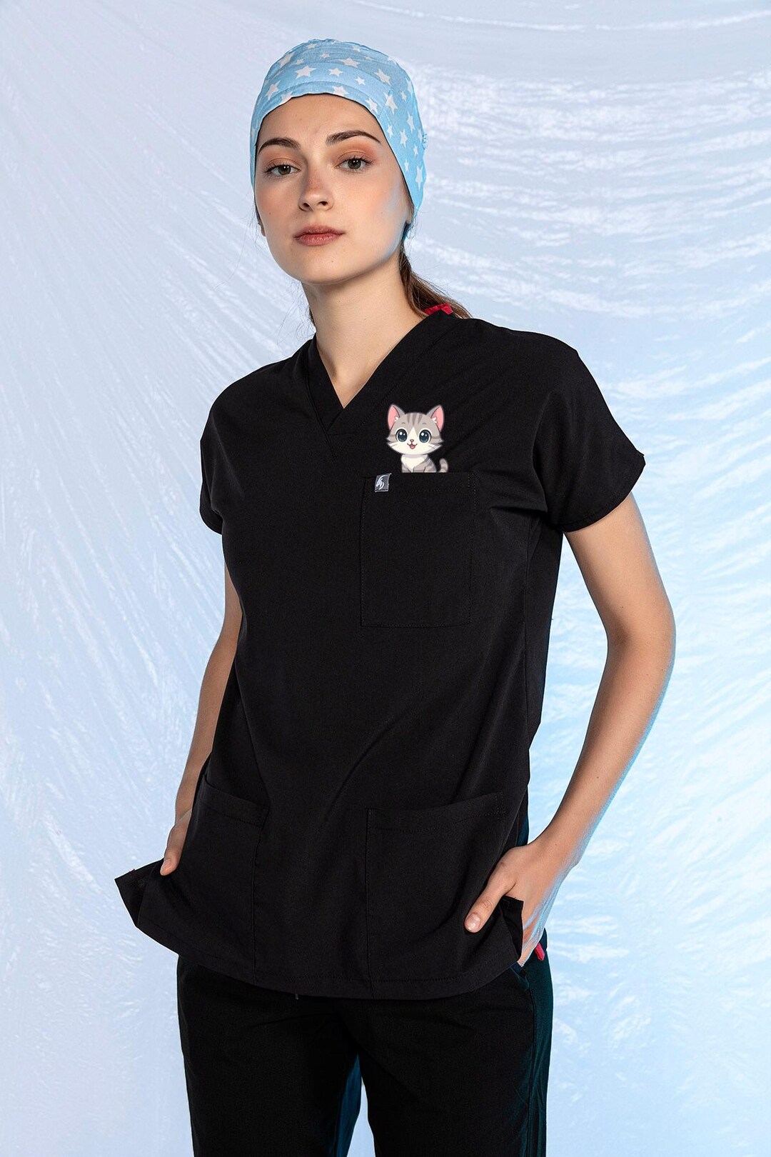 Black Veterinary Scrubs Set Unisex | Pet Hair Resistant Vet Uniform ...