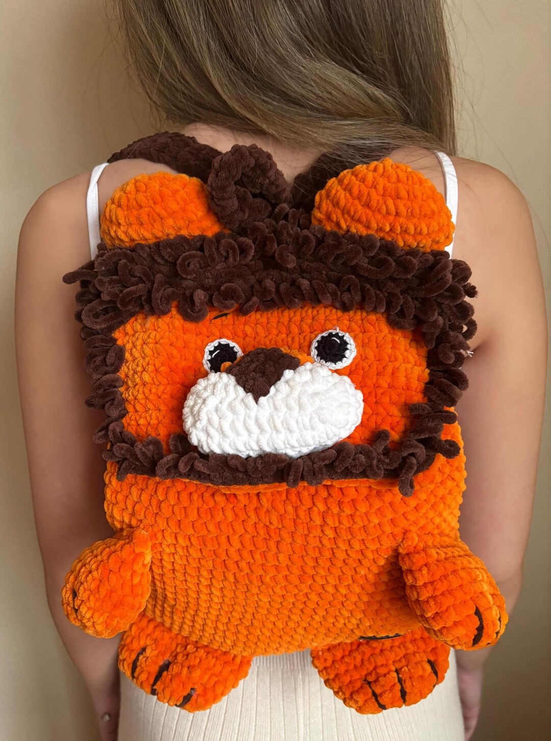 Lion Crochet Kids Backpack, Crochet Plush Bag, Animal Backpack ...