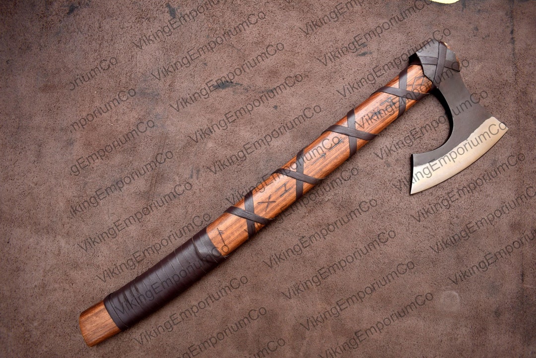 Hand Forged Real Runes Engraved Polish Axe Larp Axe Scandaivian Axe ...