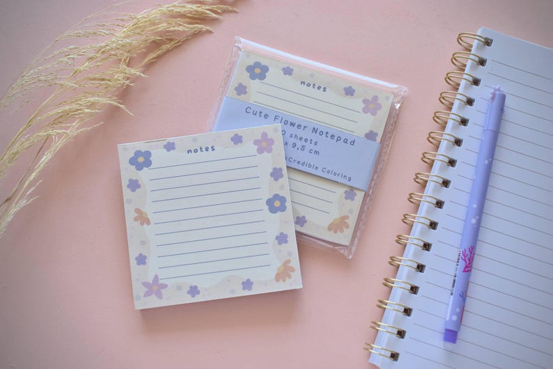 Cute Flower Notepad | 50 Sheets Memopad | Square Notepad | Tear-away ...