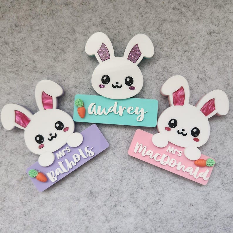 Easter Bunny Name Badges - Etsy