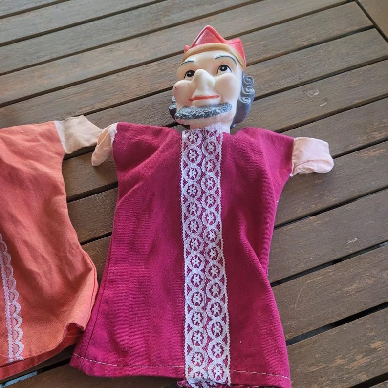 3 Vintage 1960s Hand Puppets King Queen and Sir - Etsy