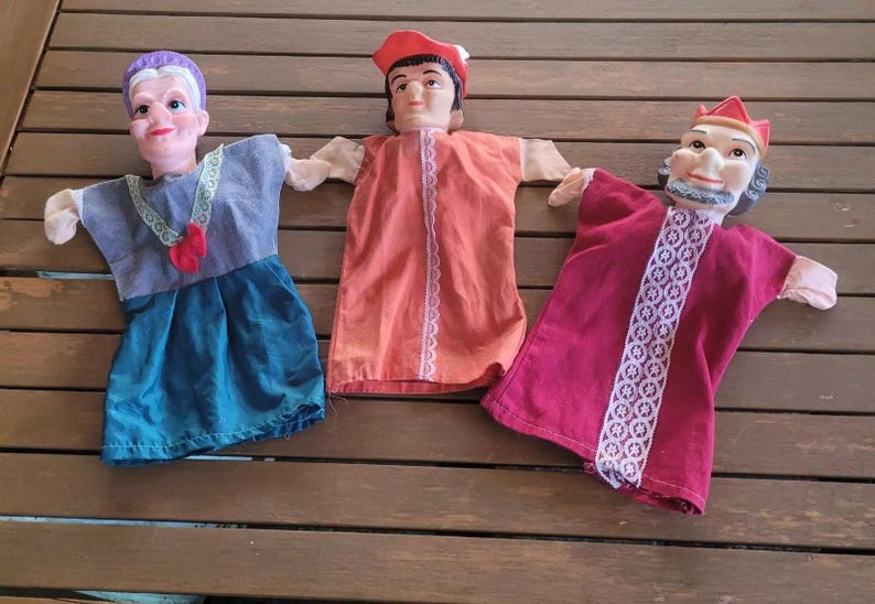 3 Vintage 1960s Hand Puppets King Queen and Sir - Etsy