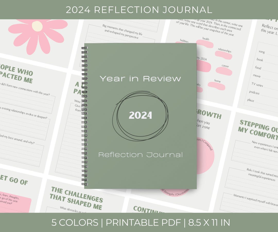 Printable 2024 Reflection Journal Yearly Review Workbook 2025 Goal ...
