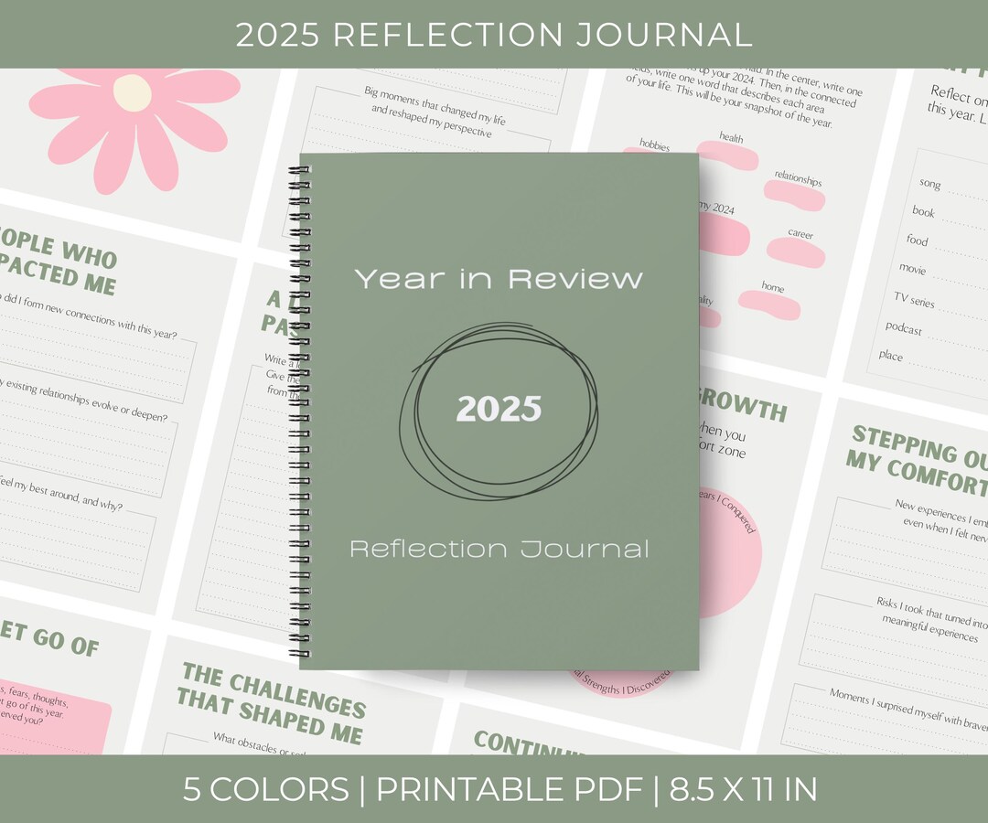 Printable 2025 Reflection Journal | Yearly Review Workbook | 2026 Goals ...