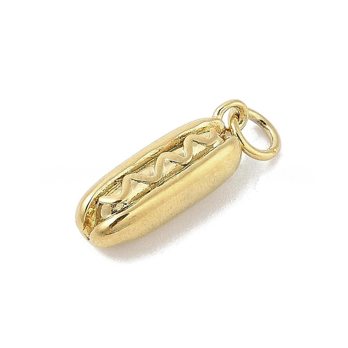 Stainless Steel Hot Dog Pendant, 18K Gold Plated, With Jump Ring ...