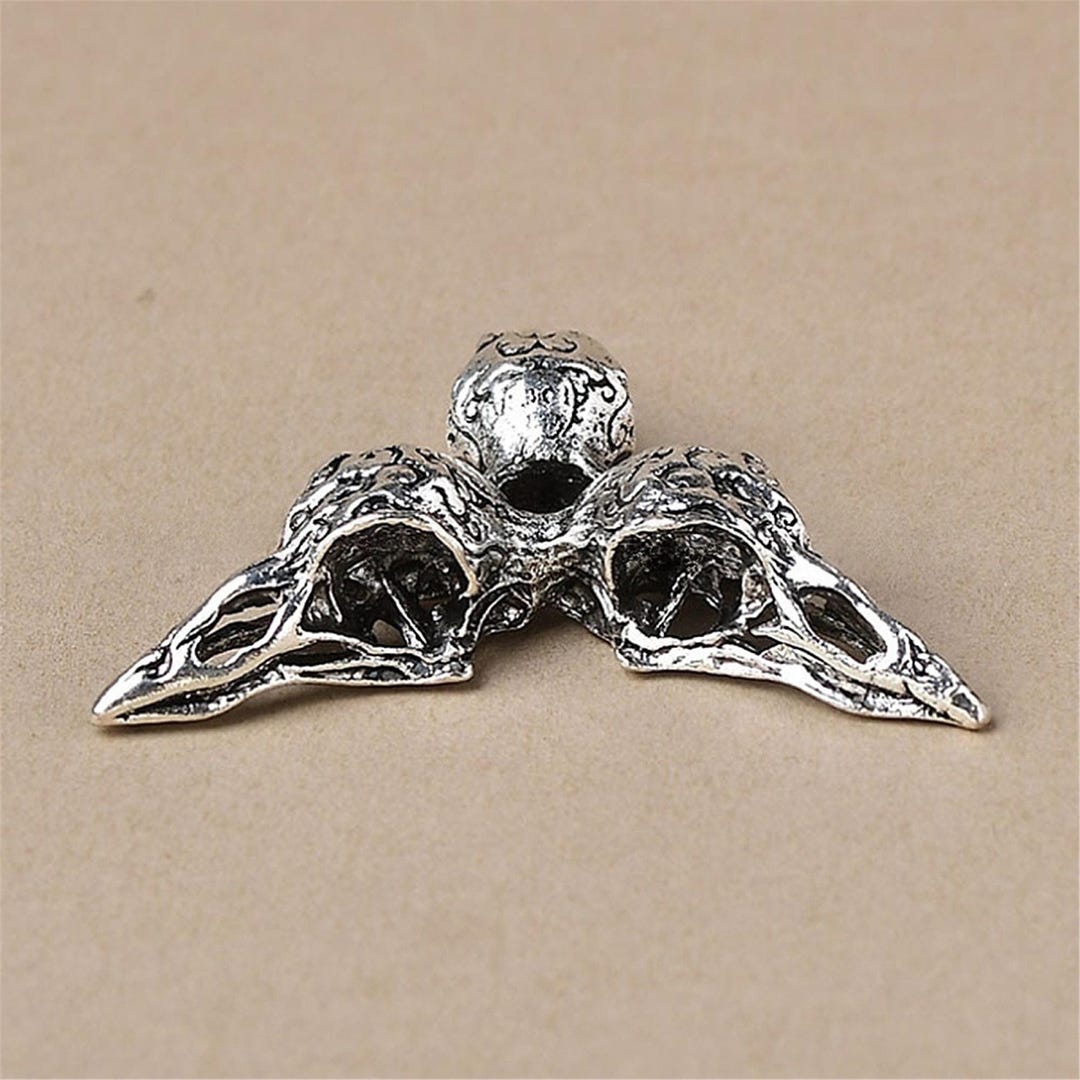 Gothic Alloy Raven Skull Crystal Ball Stand, Halloween Bird Head ...
