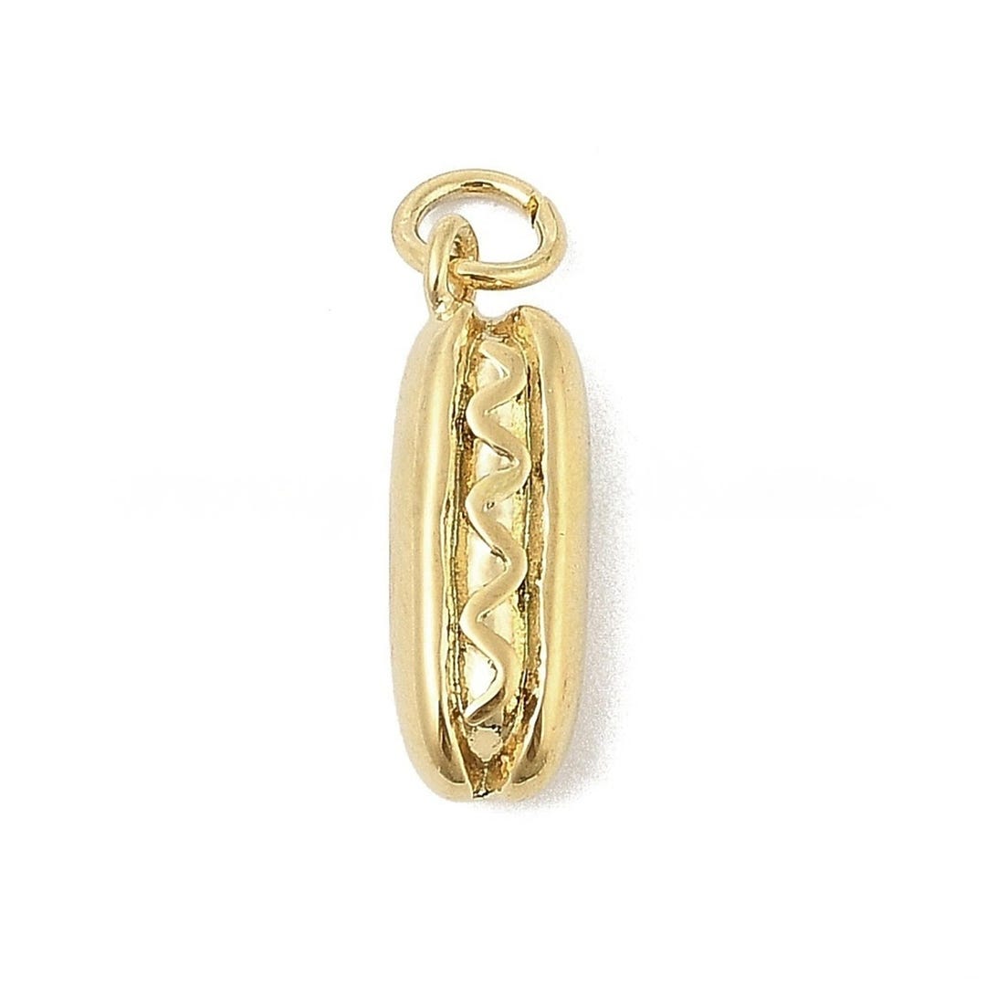 Stainless Steel Hot Dog Pendant, 18K Gold Plated, With Jump Ring ...