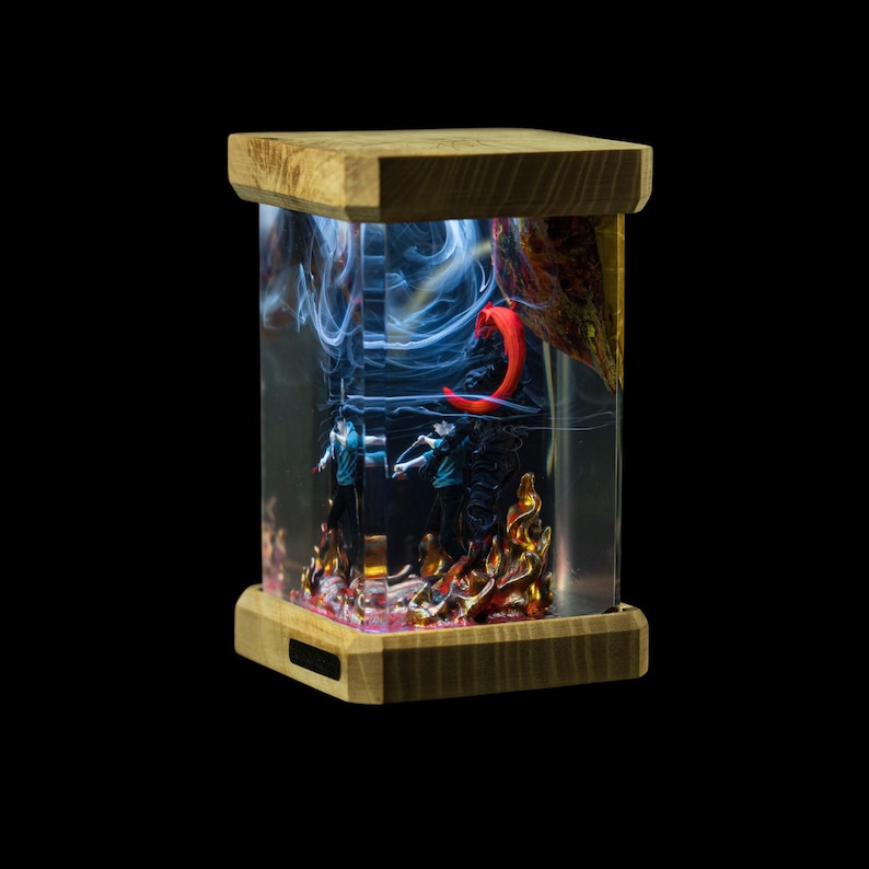 Sung Jinwoo Figure Epoxy Lamp, Custom Solo Leveling Sung Jin Woo Figure ...