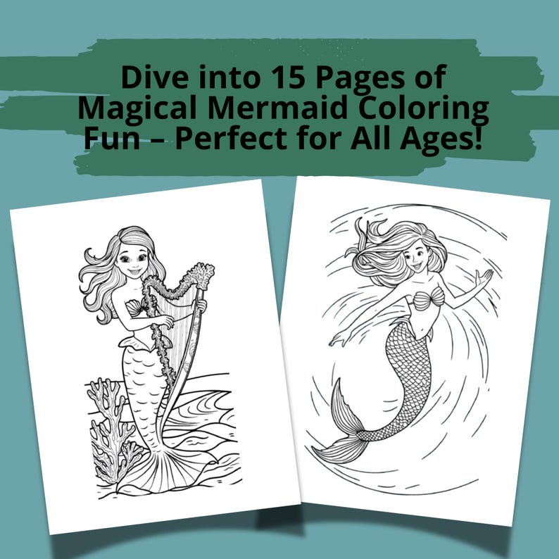 Mermaid Coloring Pages, 15 Cute Printable Sheets for Kids and Adults ...