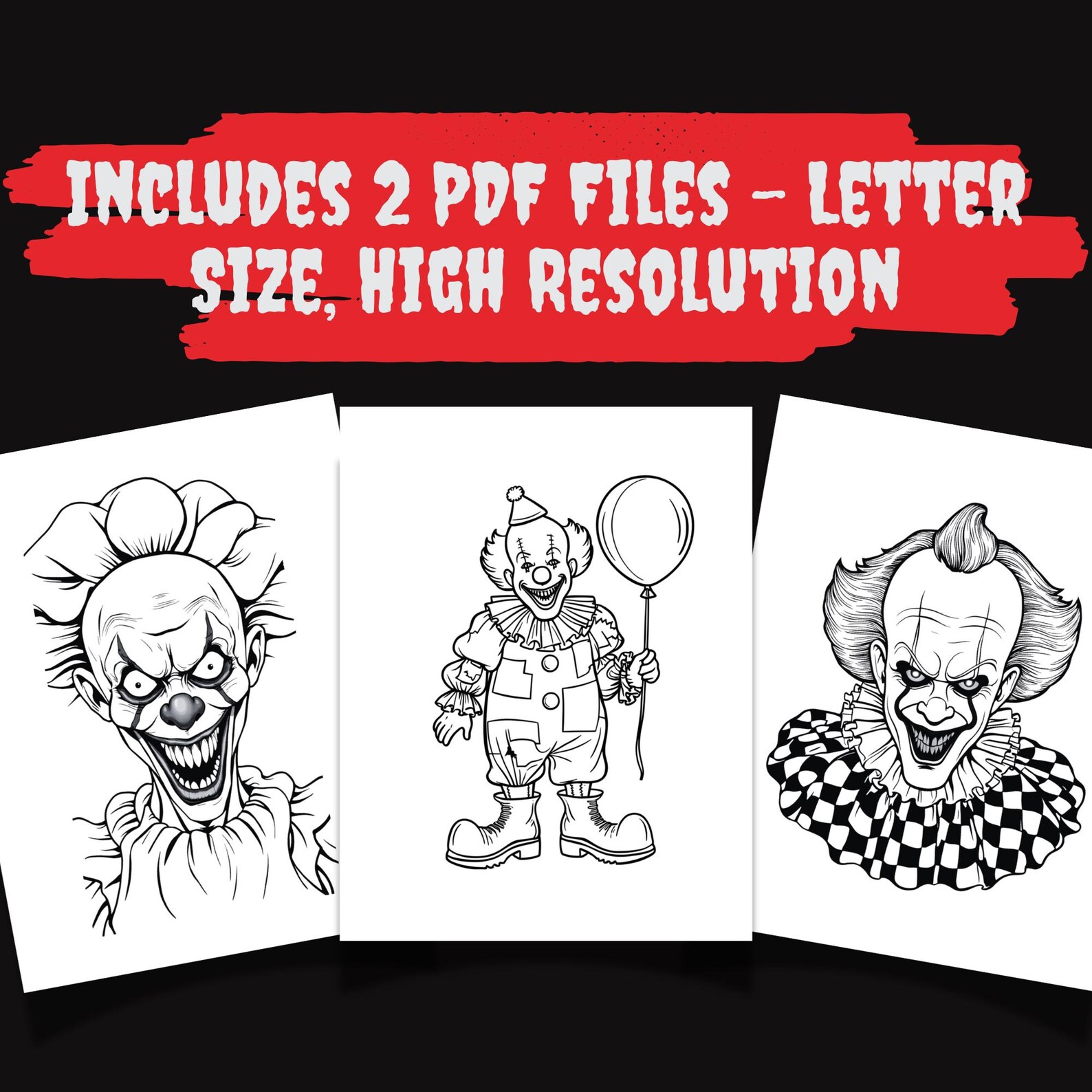 Creepy Clown Coloring Pages, Horror Coloring Pages, Clown Horror, Clown ...