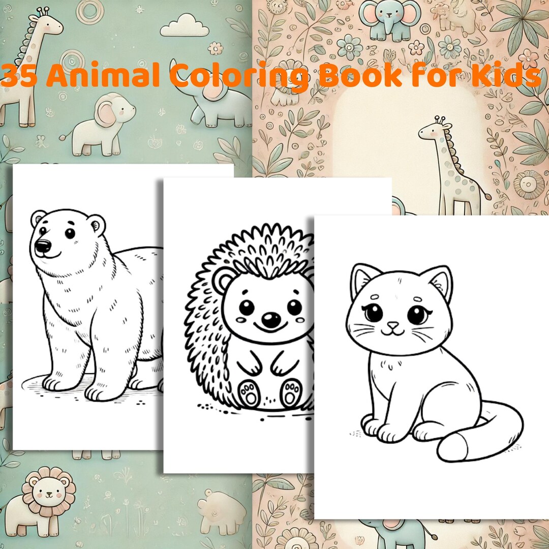 35 Animal Coloring Book for Kids, Cute Printable Coloring Pages PDF ...