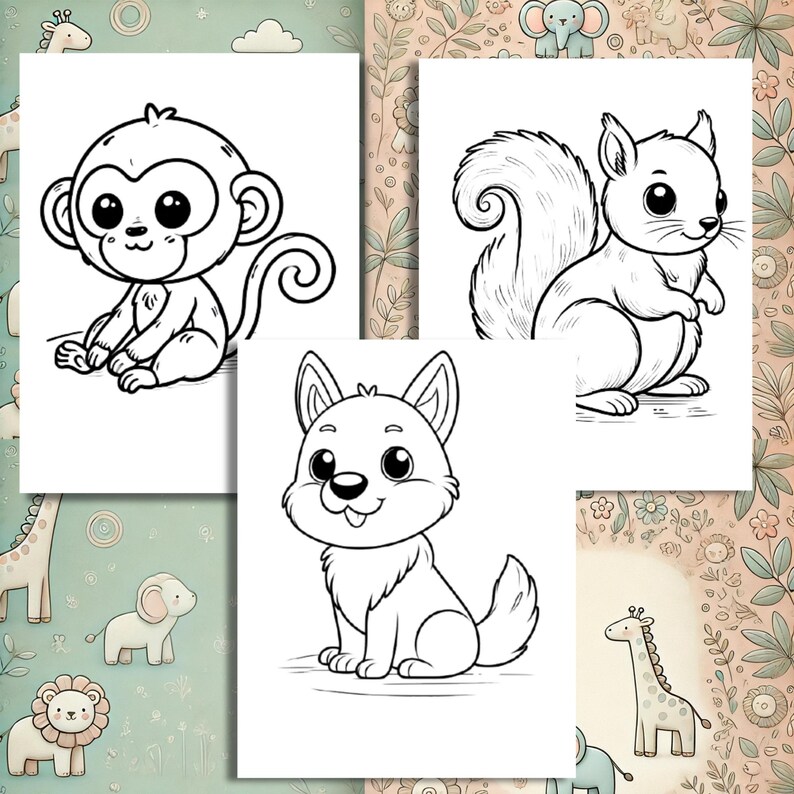 35 Animal Coloring Book for Kids, Cute Printable Coloring Pages PDF ...