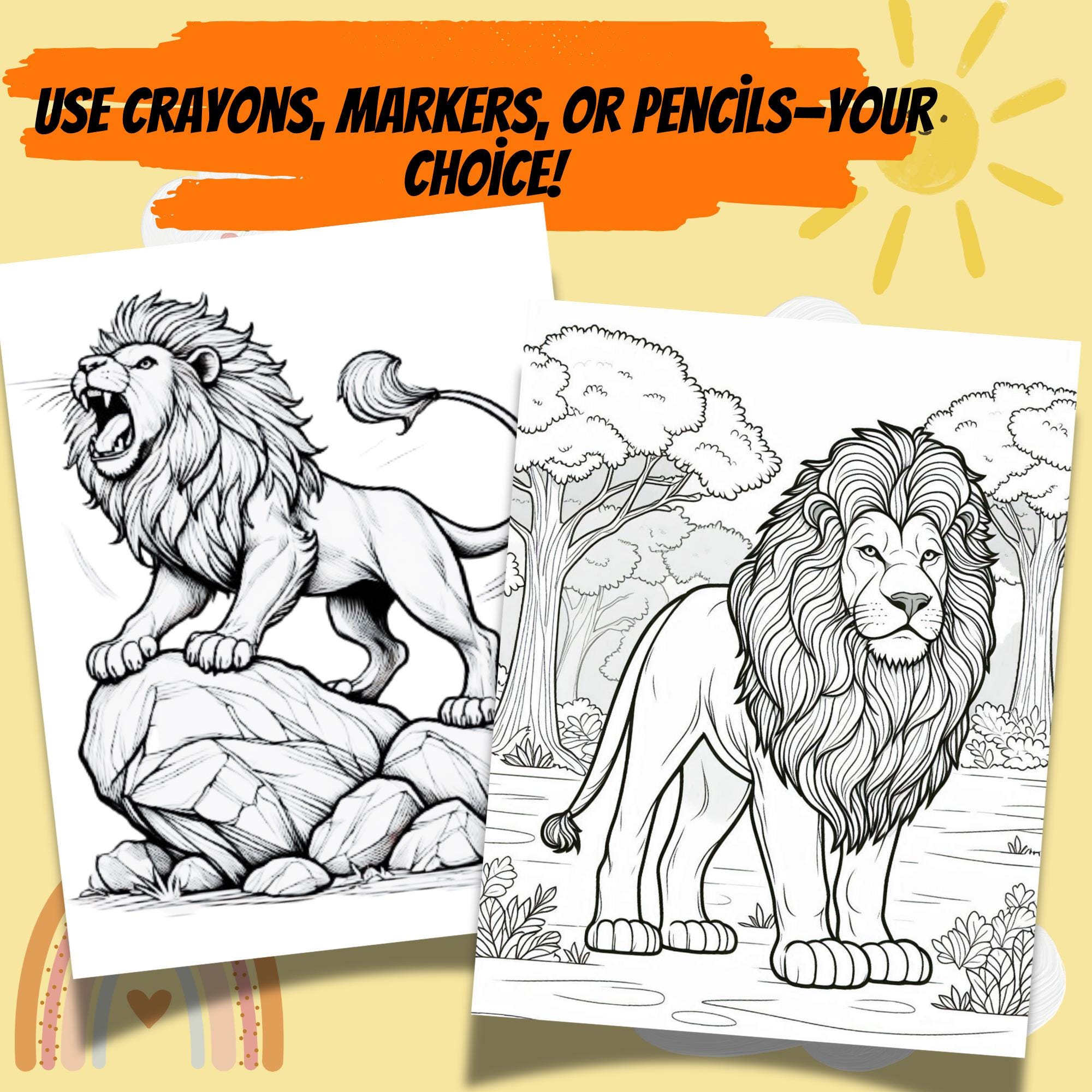 Lion Coloring Pages - Fun Coloring Book for Toddlers & All Ages, Gifts ...