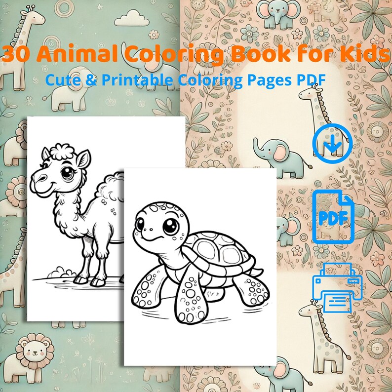 30 Animal Coloring Book for Kids - Cute & Printable Coloring Pages PDF ...