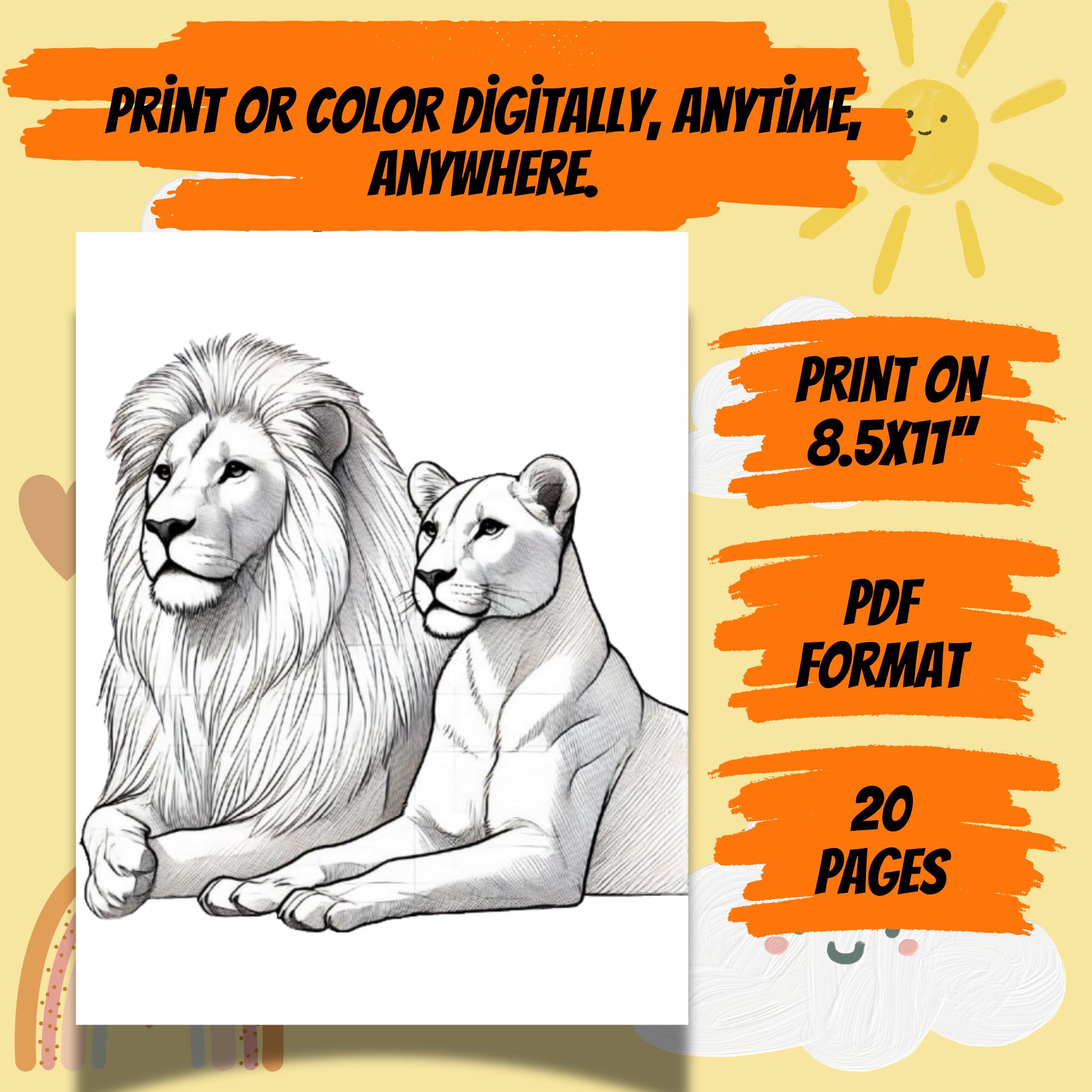 Lion Coloring Pages - Fun Coloring Book for Toddlers & All Ages, Gifts ...