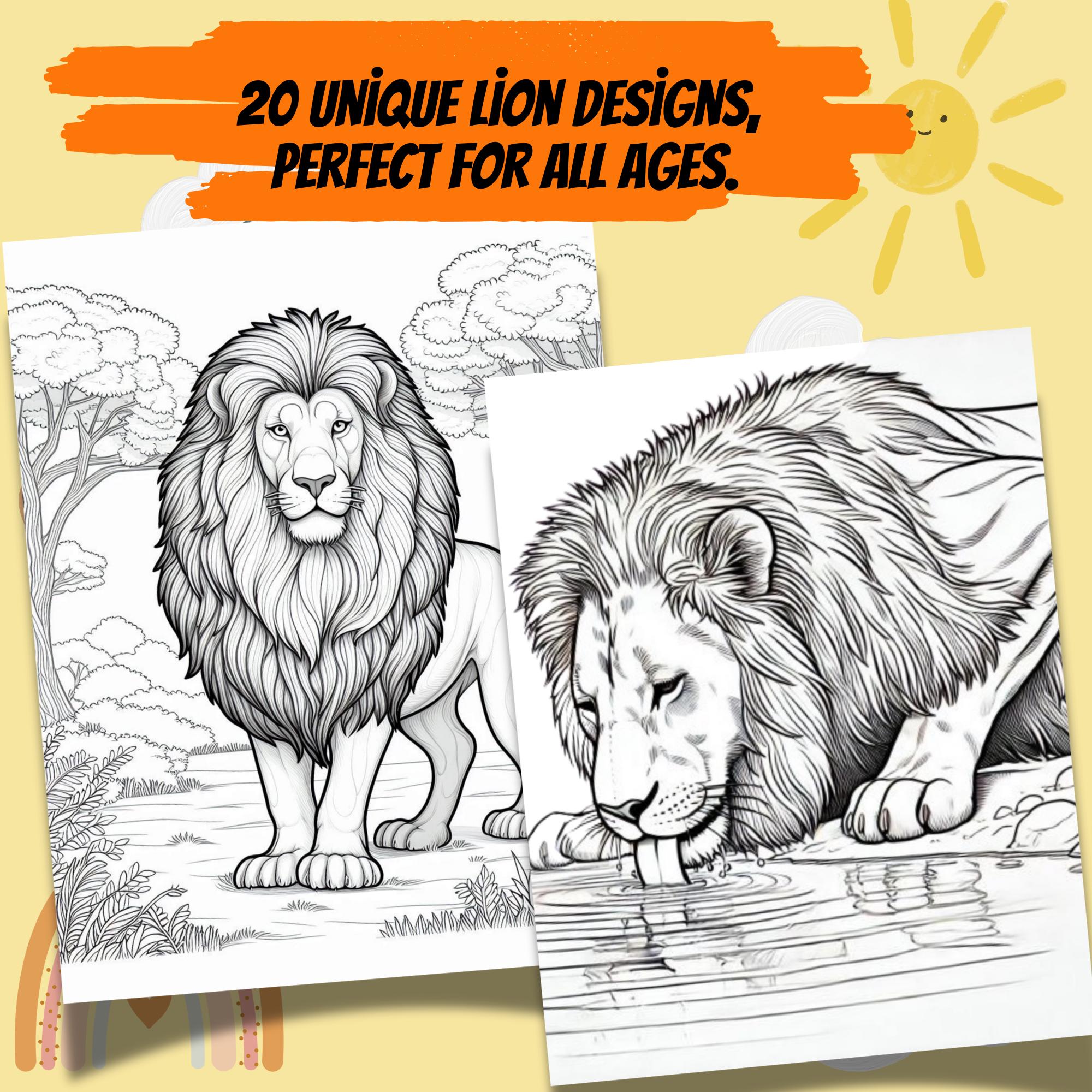 Lion Coloring Pages - Fun Coloring Book for Toddlers & All Ages, Gifts ...